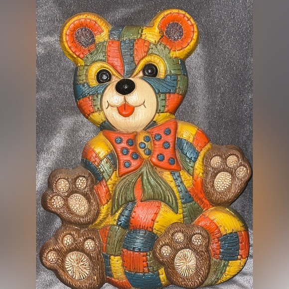 Accents | Vintage 1979 Patchwork Foam Craft Nursery Teddy Bear Wall Art ...